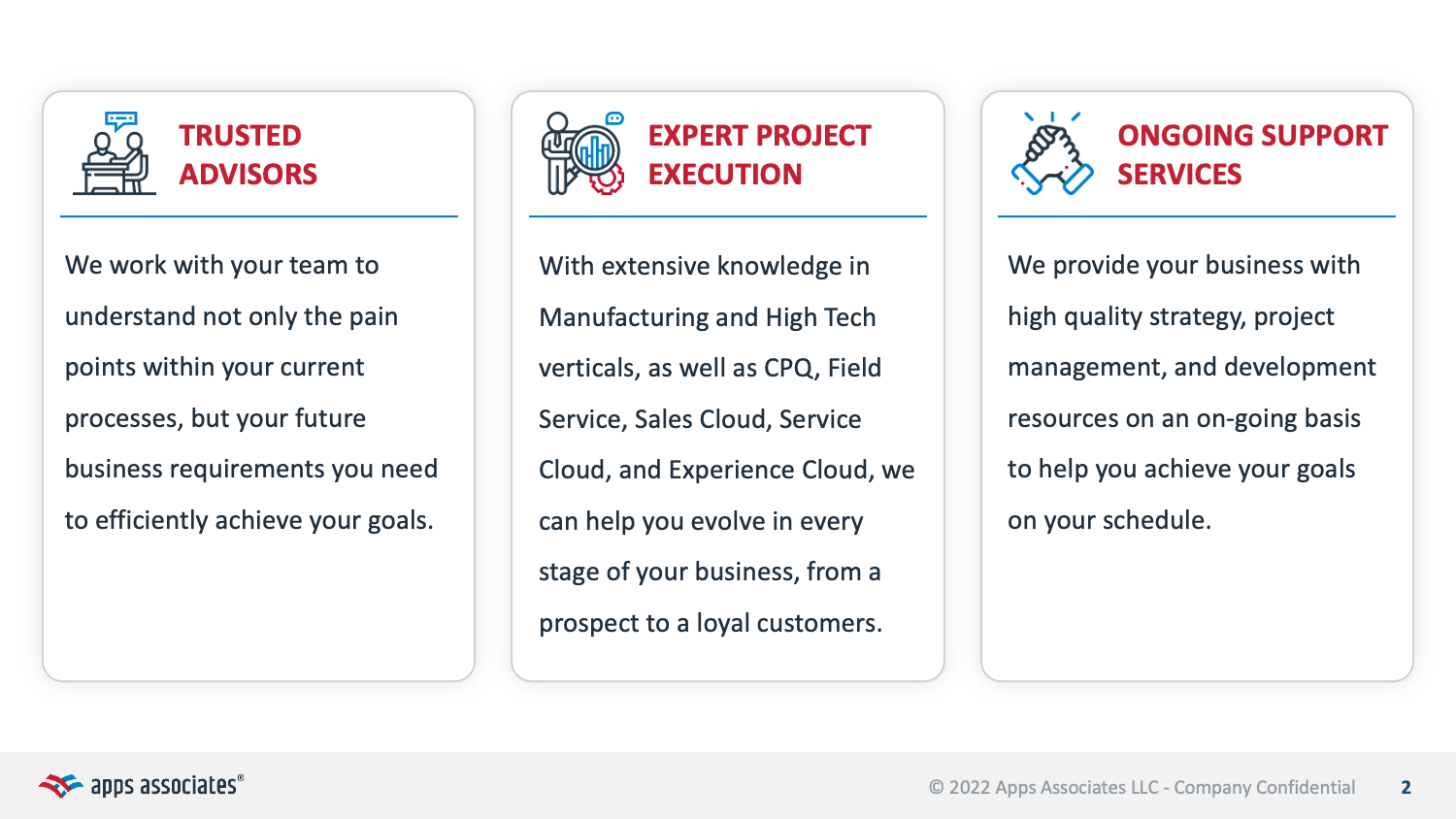 we provide services from one time projects to ongoing managed services